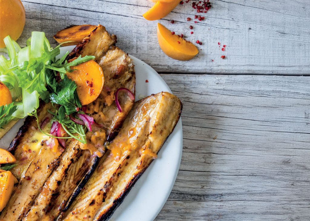 Whole Baked Snoek with Peach & Rosemary Butter – plated